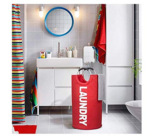 W·Z Geanmoki 82L Large Laundry Basket, Collapsible Fabric Laundry Hamper, Foldable Clothes Bag, Folding Washing Bin (Red)