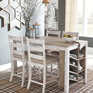 Signature Design by Ashley Skempton Farmhouse 36" Counter Height Dining Table with Storage & Wine Rack, Whitewash