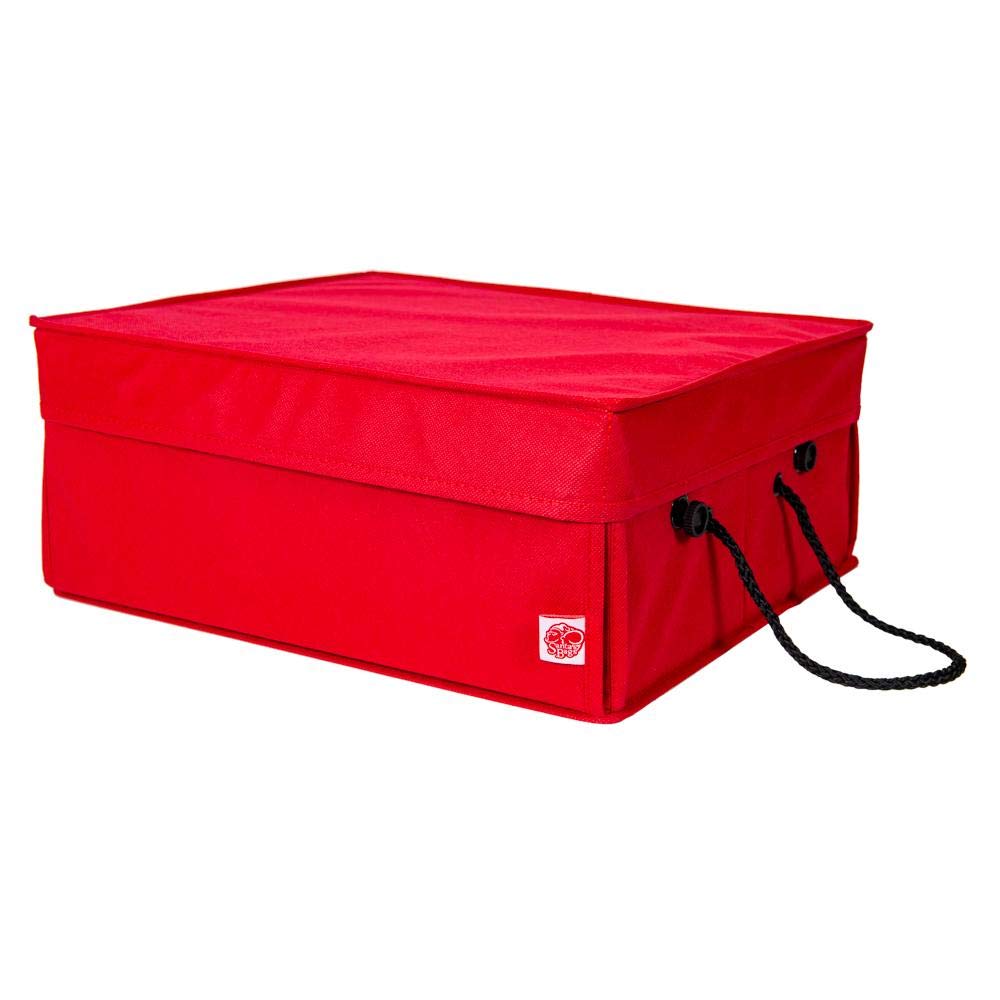 [Ribbons Storage Box] - Holds Ribbon Rolls Size Small Through Extra Large | Ribbon Dispenser for Each Spool | Gift Wrap Accessories Pouch to Hold Scissors, Bows, Tape, and More (Red)