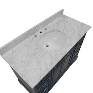 Aria 48-inch Bathroom Vanity (Carrara/Weathered Gray): Includes Weathered Gray Cabinet with Authentic Italian Carrara Marble Countertop and White Ceramic Sink