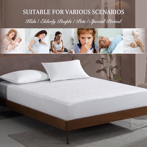 Kathy Ireland Waterproof Mattress Protector Full Size - Breathable Microfiber Quilted Mattress Pad Cover Stretches up to 18" Deep Pocket Mattress Topper – White