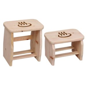 IPPINKA Natural Japanese Hinoki Onsen Spa Stool, Medium Style