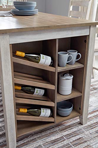 Signature Design by Ashley Skempton Farmhouse 36" Counter Height Dining Table with Storage & Wine Rack, Whitewash