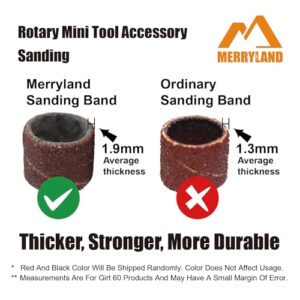 Merryland Drum Sander Sanding Band for Dremel 184pcs, 80# 1/2" Sanding Sleeve 180pcs and Mandrel 4pcs Rotary Tool, Electric Power Tool Accessory DIY, RMTA184C1