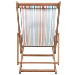 vidaXL Beach Sling Patio Chair, Outdoor Folding Deck Chair with Solid Wooden Frame, Patio Lounge Chair for Balcony, Fabric and Wooden Frame Multicolor