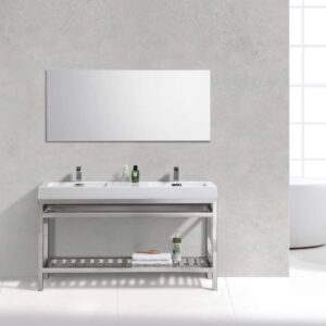 Cisco 60" Double Sink Stainless Steel Console with Acrylic Sink - Chrome