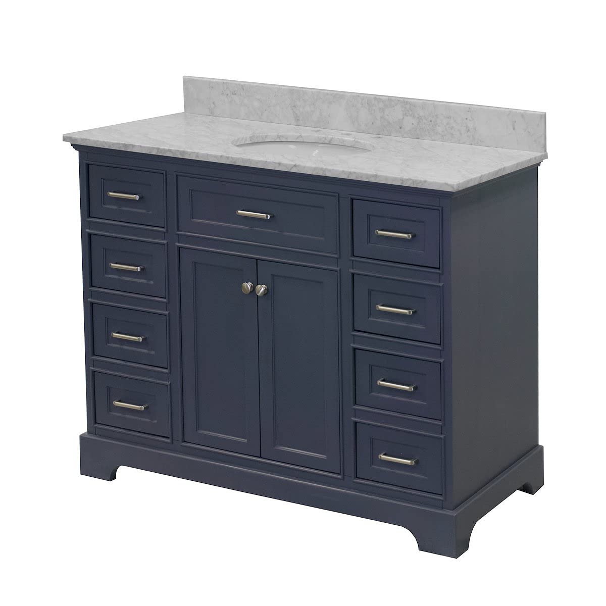 Aria 48-inch Bathroom Vanity (Carrara/Weathered Gray): Includes Weathered Gray Cabinet with Authentic Italian Carrara Marble Countertop and White Ceramic Sink