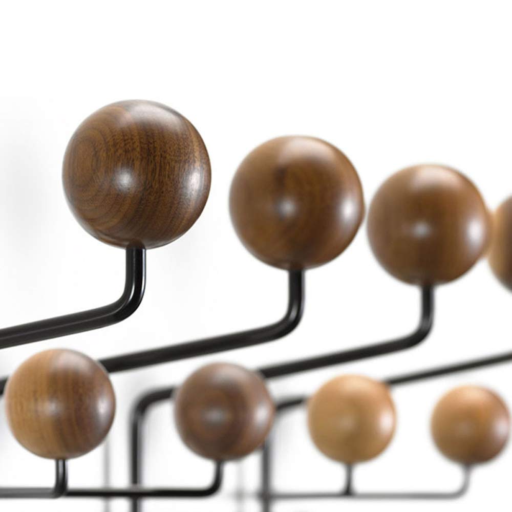 Classic Mid Century Hang it All Coat Rack, Modern Wall Mounted Coat Hooks with Painted Solid Wooden Balls(Multi Colors Available) (Dark Walnut)