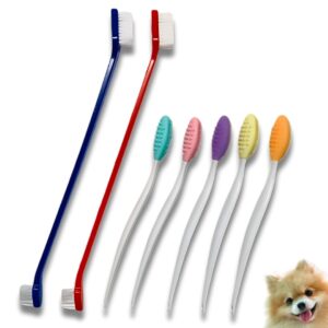 otterly pets 7-piece dog toothbrush set for sensitive teeth – 5 double-sided silicone brushes & 2 soft bristled brushes for gentle, effective cleaning