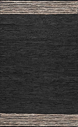 nuLOOM Hand Braided Jute Leather Kelli Area Rug, 8x10, Grey