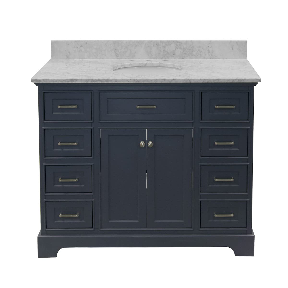 Aria 48-inch Bathroom Vanity (Carrara/Weathered Gray): Includes Weathered Gray Cabinet with Authentic Italian Carrara Marble Countertop and White Ceramic Sink