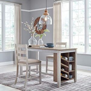 Signature Design by Ashley Skempton Farmhouse 36" Counter Height Dining Table with Storage & Wine Rack, Whitewash