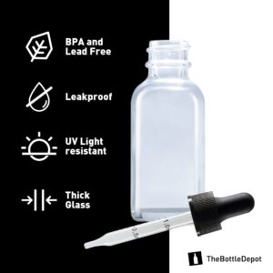 The Bottle Depot - 72 Pack - 1 oz Glass Bottle with Dropper - Black Frosted - 20-400 Neck Finish - Boston Round Bottles - UV Rays Protection