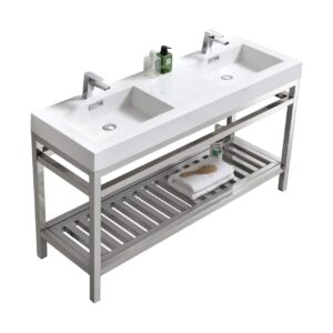 cisco 60" double sink stainless steel console with acrylic sink - chrome