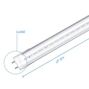 HMINLED 48’’ Double-Ended 6000K Clear LED Tube, 4 ft T8 Ballast Bypass Bulb, 22W (65W Fluorescent Replacement) 6500K Tubelight, 2400LM Bright Light, T10 T12 Type B Cool White (25-Pack)