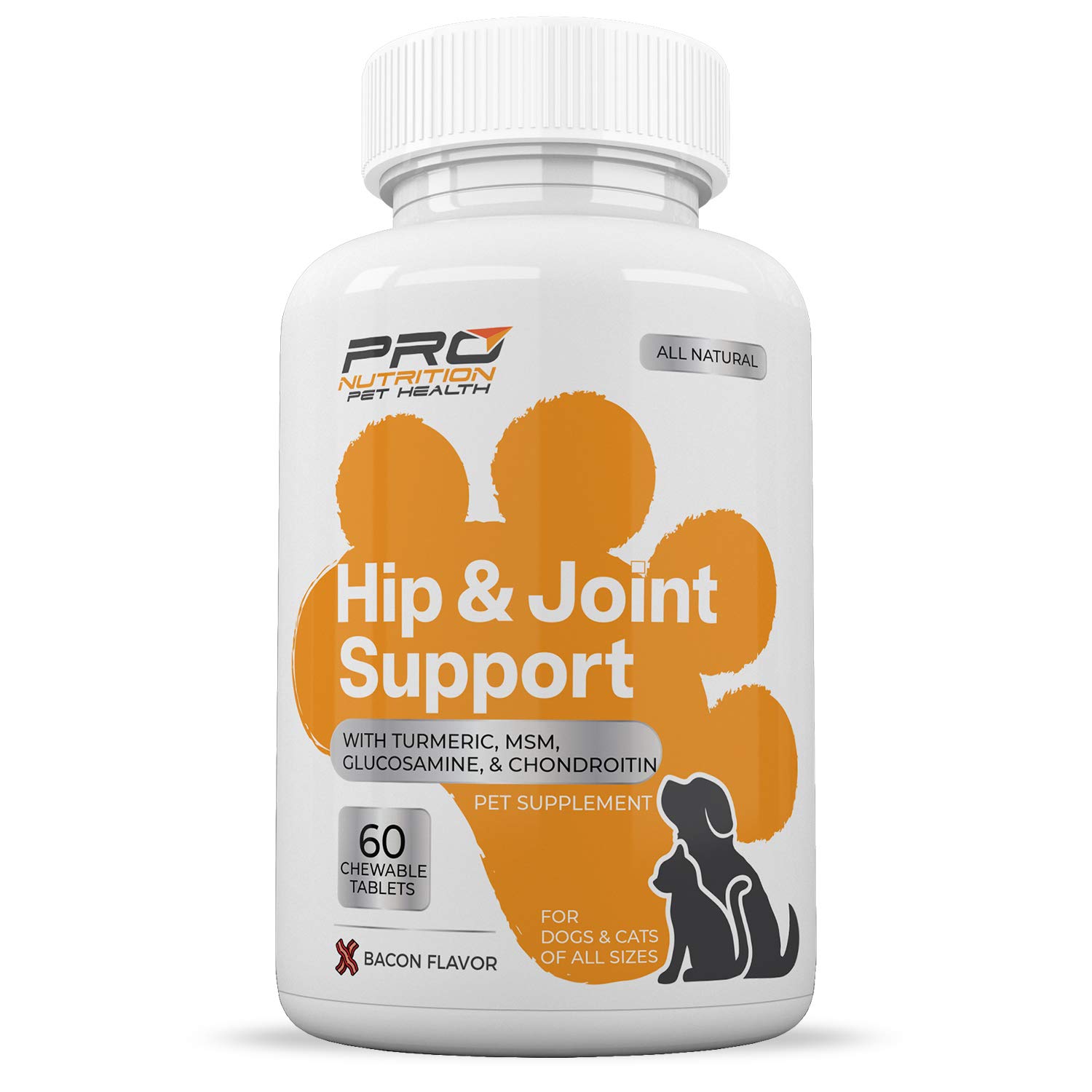 Hip & Joint Supplement- Improves Mobility, Joint Flexibility, & Arthritis Pain Relief. Powerful Ingredients Turmeric, Chondroitin, Glucosamine & MSM. Soft Chewable Bacon Flavor Tablet for Dogs & Cats.