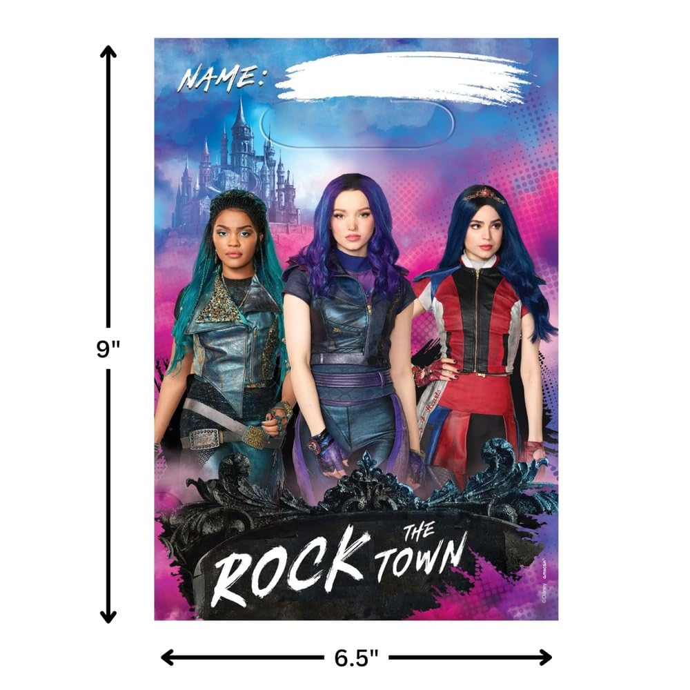 Disney Fun & Adorable Descendants 3 Multicolor Folded Loot Bag - 9" x 6.5" (Pack of 8) - Great Party Bags For Kids Themed Parties & Events