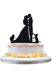 yami cocu wedding cake toppers cats black acrylic cake topper of engagement and wedding with bride and groom