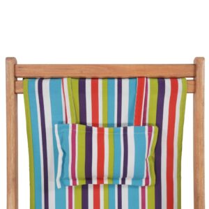 vidaXL Beach Sling Patio Chair, Outdoor Folding Deck Chair with Solid Wooden Frame, Patio Lounge Chair for Balcony, Fabric and Wooden Frame Multicolor