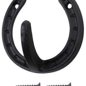 Coat Hook Hat Horse Hook Vintage Wrought Iron Wall Mounted Screws Included Wall Hook (Horseshoe)