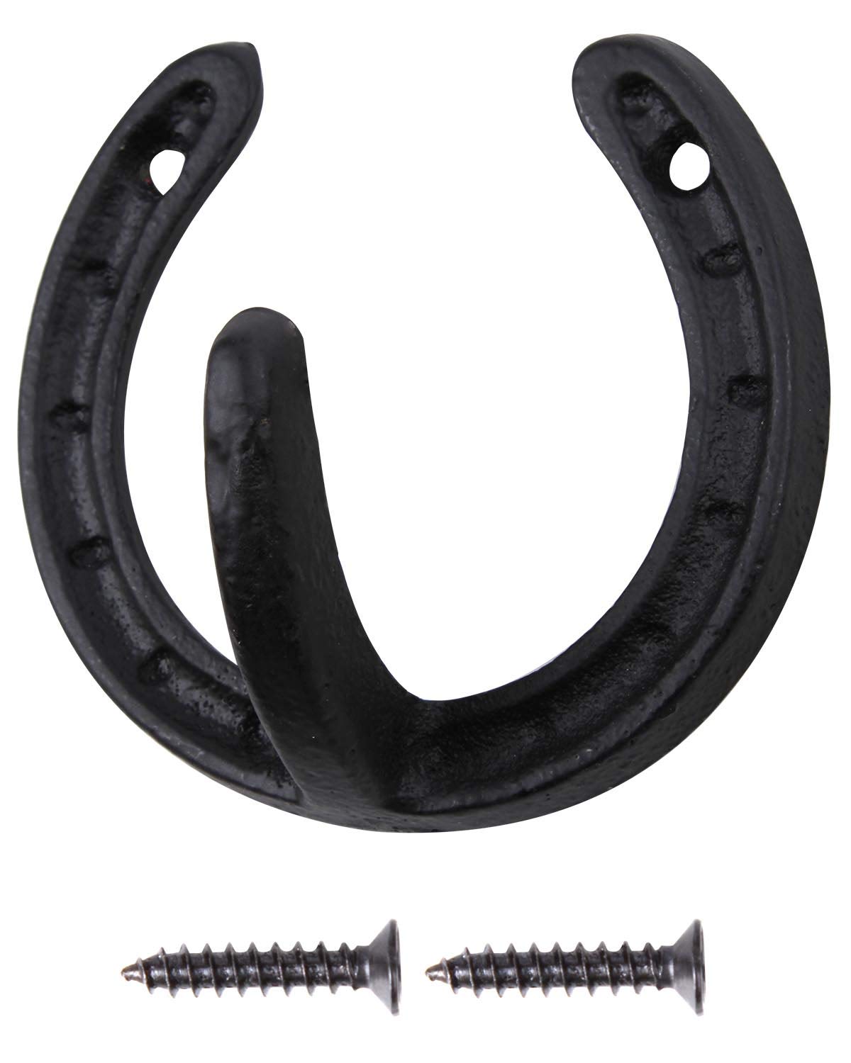 Coat Hook Hat Horse Hook Vintage Wrought Iron Wall Mounted Screws Included Wall Hook (Horseshoe)