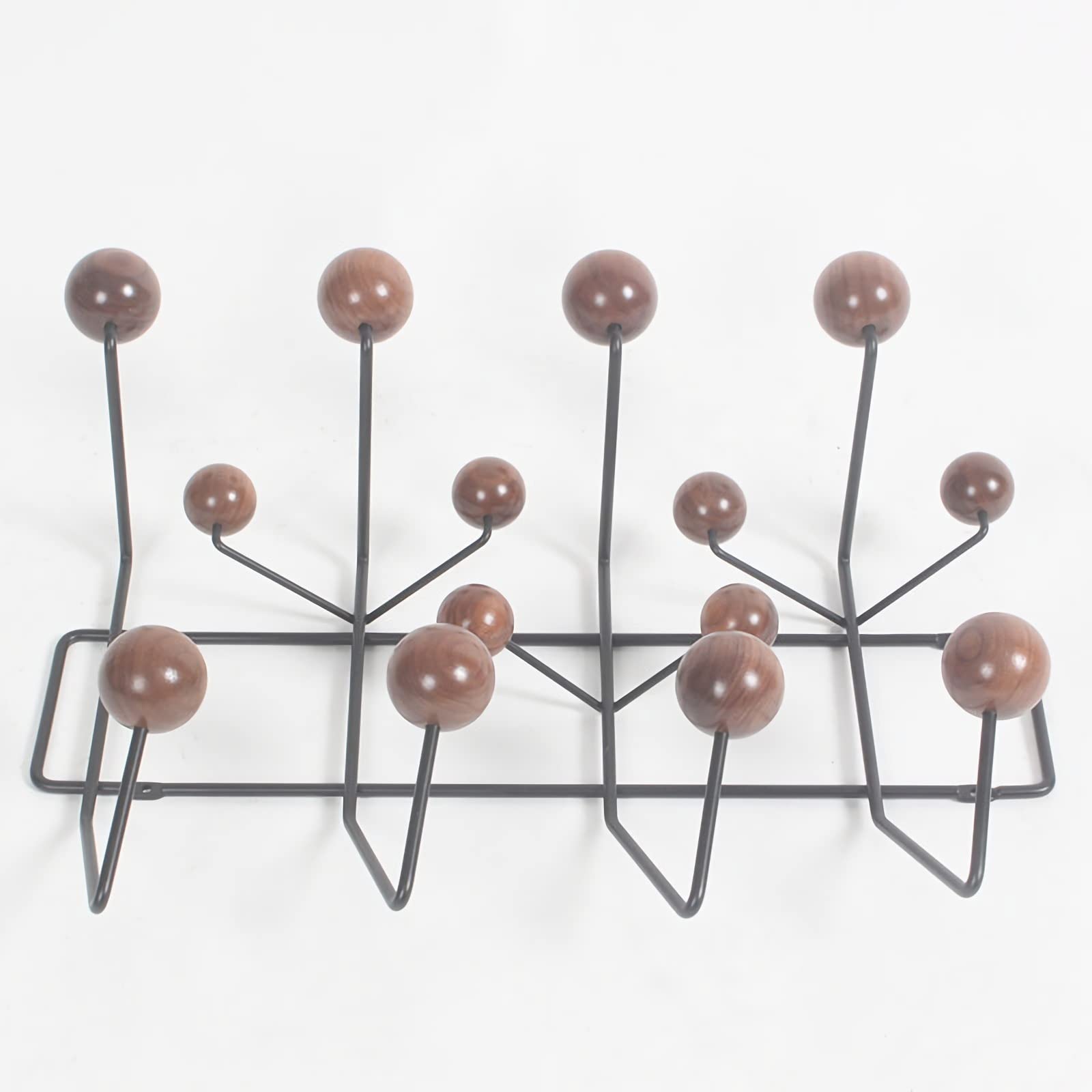 Classic Mid Century Hang it All Coat Rack, Modern Wall Mounted Coat Hooks with Painted Solid Wooden Balls(Multi Colors Available) (Dark Walnut)