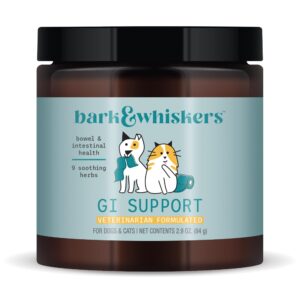 bark & whiskers gi support for dogs & cats, 2.90 oz. (84 g), 60 scoops, supports bowel and intestinal health, veterinarian formulated, non-gmo, dr. mercola