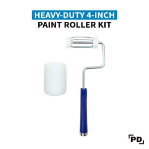 Paint Roller Kit - Paint Roller Self-Lock and Roller Cover Set Precision Defined, with Durable Anti-Fatigue Confortable and Soft Grip Handle - Paint Supplies and Tools for Home Improvent (4-Inch)