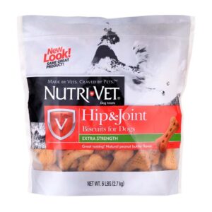 nutri-vet hip & joint biscuits for dogs - extra strength 6 lbs - pack of 3 (3 items)