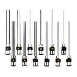 12 pack dispensing needle set, 1.97inch stainless steel blunt tip luer lock 8, 10, 12, 14, 16, 18 gauge.