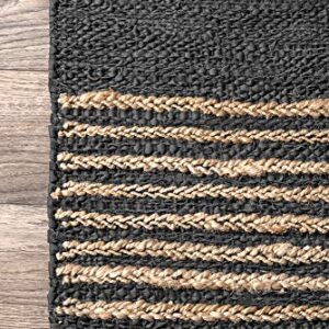 nuLOOM Hand Braided Jute Leather Kelli Area Rug, 8x10, Grey