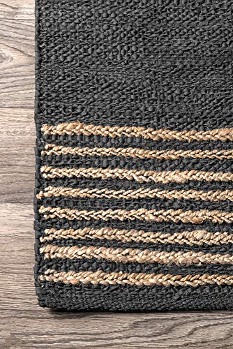 nuLOOM Hand Braided Jute Leather Kelli Area Rug, 8x10, Grey