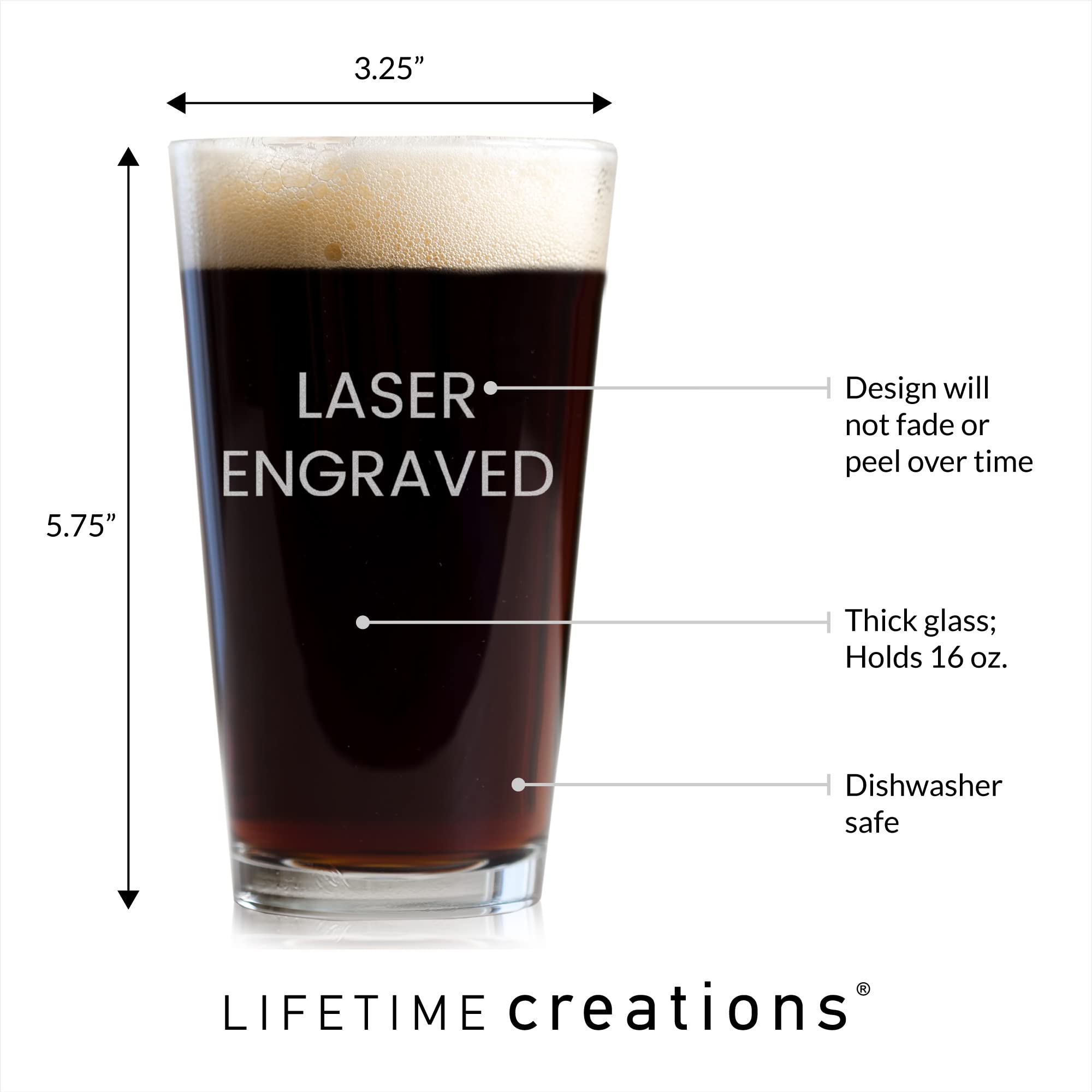 Lifetime Creations Engraved Personalized Father of the Bride Pint Glass - Personalized Father of the Bride 16 Ounce Beer Glass Wedding Gift for Parents