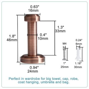 uxcell 2pcs Wall Hook Copper Wall Mounted 1.8 Inch Hooks Bag Coat Towel Bathroom Robe Hanger w Screws Copper Tone