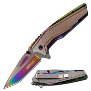 mtech usa mt-a1117rb spring assisted knife, rainbow