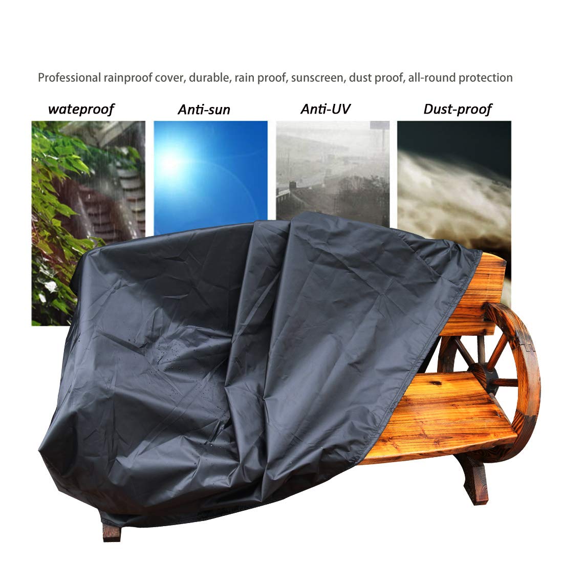 FLR Loveseat Bench Cover Black Waterproof Outdoor Furniture Cover Sofa Loveseat Cover for Outdoor Indoor Garden Furniture Storage Cover S( 52.3x25.7x34.7in)