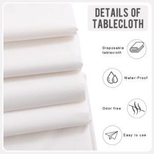 Eleclassi White 12 Pack Premium Disposable Plastic Tablecloth 54 x 108 in - Plastic Table Cloth Disposable Tablecloth for 6 or 8 Foot Rectangle Tables