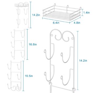 Wall Mount Metal Wire Towel Storage Shelf Organizer Rack Holder with 9 Compartments, Shelves for Bathroom Towels Towel Rack Holder Wall Mount Towel Holder Towel Rack Towel Rack Organizer White