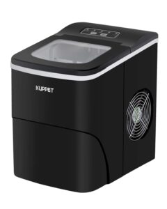 kuppet ice maker machine for countertop, portable ice cube makers, make 26 lbs ice in 24 hrs,ice cube rready in 6-8 mins with ice scoop and basket for home/office/bar (black)