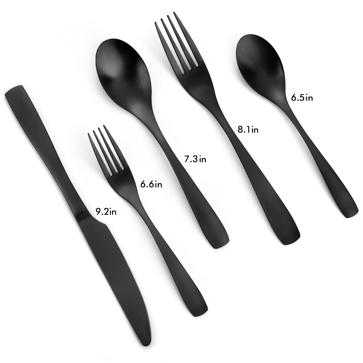 Matte Black Silverware Set, Bysta 20-Piece Stainless Steel Flatware Cutlery Set for 4, Satin Finish, Dishwasher Safe, Nice Box Package