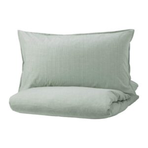 ikea bergpalm duvet cover and pillowcases green stripe 104.231.84 size: full/queen (double/queen)