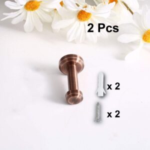 uxcell 2pcs Wall Hook Copper Wall Mounted 1.8 Inch Hooks Bag Coat Towel Bathroom Robe Hanger w Screws Copper Tone