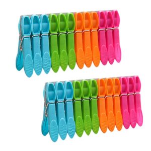 Yu2d 24Pcs Laundry Clothes Pins Hanging Pegs Clips Plastic Hangers Racks Clothespins