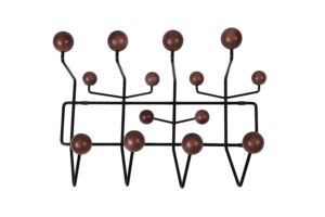 classic mid century hang it all coat rack, modern wall mounted coat hooks with painted solid wooden balls(multi colors available) (dark walnut)