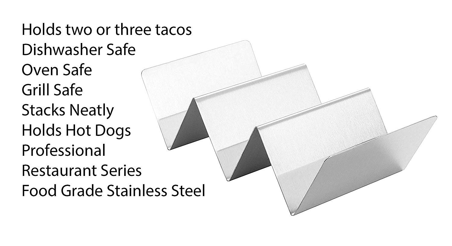 6 Pack Restaurant Taco Holders - Taco Holders -With Free Recipe Ideas - Taco Stand - Taco Rack - Stainless Steel Taco Holder (6 Pack with handles)