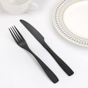 Matte Black Silverware Set, Bysta 20-Piece Stainless Steel Flatware Cutlery Set for 4, Satin Finish, Dishwasher Safe, Nice Box Package