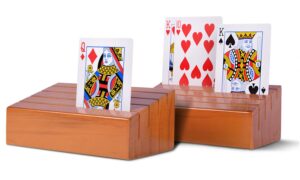 rnk gaming card holders for playing cards set of 2 wooden cardholder for kids, adults, & seniors