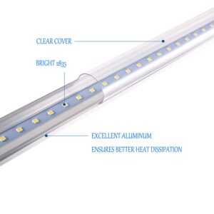 HMINLED 48’’ Double-Ended 6000K Clear LED Tube, 4 ft T8 Ballast Bypass Bulb, 22W (65W Fluorescent Replacement) 6500K Tubelight, 2400LM Bright Light, T10 T12 Type B Cool White (25-Pack)