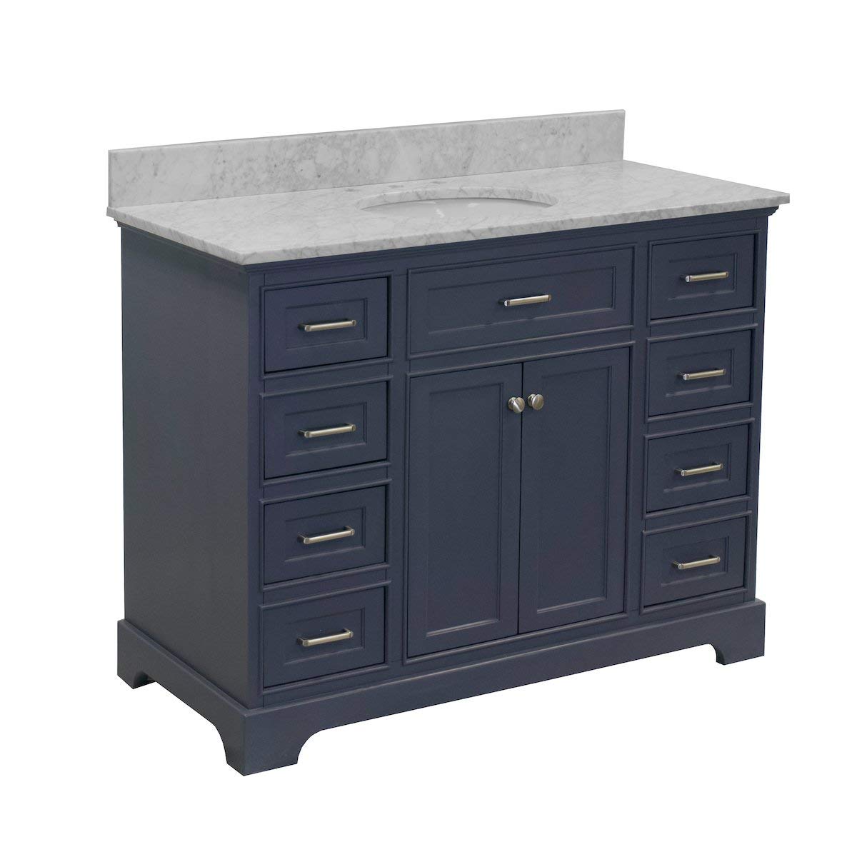 Aria 48-inch Bathroom Vanity (Carrara/Weathered Gray): Includes Weathered Gray Cabinet with Authentic Italian Carrara Marble Countertop and White Ceramic Sink