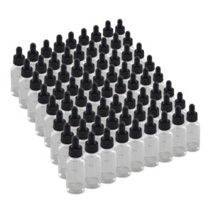 the bottle depot - 72 pack - 1 oz glass bottle with dropper - black frosted - 20-400 neck finish - boston round bottles - uv rays protection